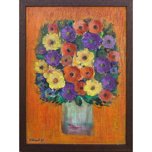 Gerberas on Orange Oil Painting by Nikolay Nikov – MUSH.CO